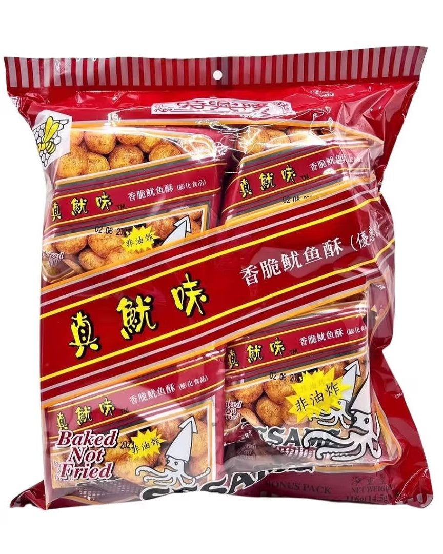 Sze Hing Loon Sesame Puff – Cuttlefish Flavour (Pack of 8)/時興隆 真魷味 (優惠 – Shun Cheong Hong 順昌行